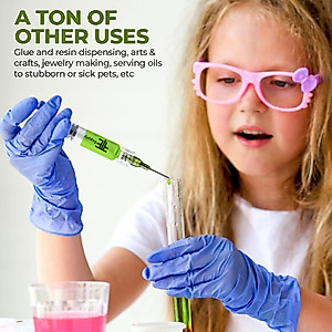 TFE 10 Pack Borosilicate Glass Luer Lock Syringe 1ml Capacity Reusable Glass Syringes - Use for Arts and Crafts, Thick Liquids, Oils, Vet, Glue, Lab, Ink with 14GA Blunt Tip Pet Safe Needles