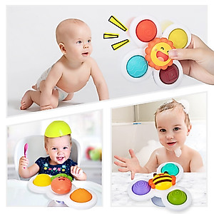 NARRIO Suction Cup Spinner Toys for 1 Year Old Boy Gifts, Spinning Top Baby Bath Toys 6-12-18 Months, 1st One Year Old Girl Christmas Birthday Gifts Travel Sensory Toys for Toddlers 1-3