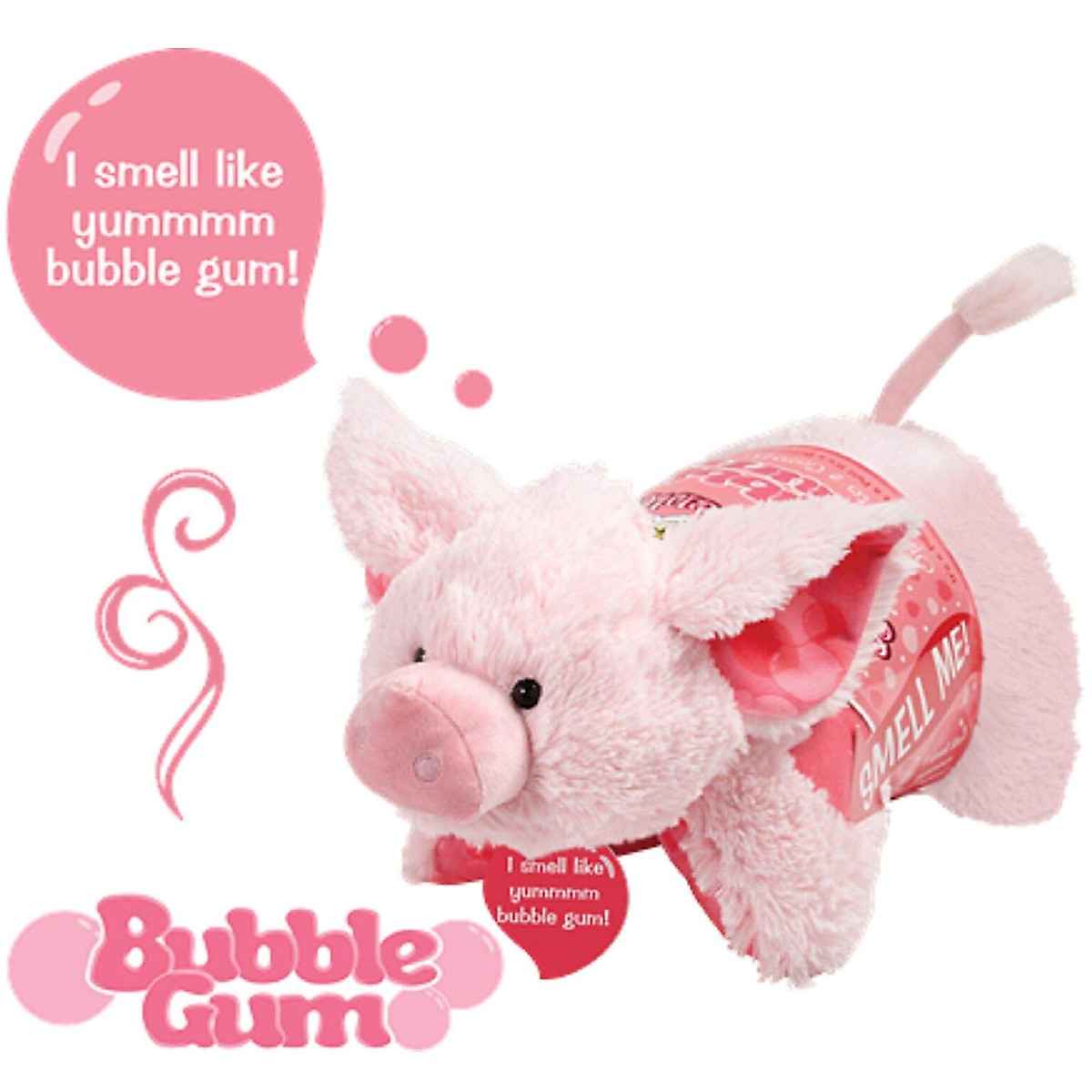 Pillow Pets Sweet Scented Bubble Gum Piggy, Stuffed Animal Pig Plush Toy, Pink