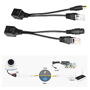 Passive PoE Injector 6 Pairs PoE Splitter Kit Passive PoE Injector and PoE Splitter Kit with 5.5x2.1 mm DC Connector RJ45 Power Over Ethernet