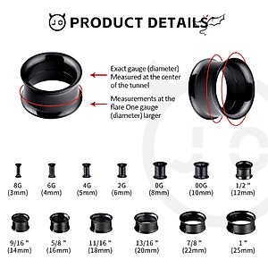 JOYTOYOU 6 Pairs Ear Tunnels Stainless Steel Mix Color Piercing Tunnels Screw Stretching Hollow Expanders Gauge Large Ear Plugs More Size 3/4" 20MM