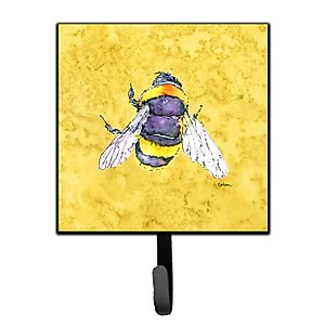 Caroline's Treasures 8852SH4 Bee on Yellow Leash or Key Holder, Wall Hooks, Key Hooks Holder, Coat Rack Wall Mount, Coat Hooks, Hooks for Hanging Keys, Towels, Aprons, Leashes,