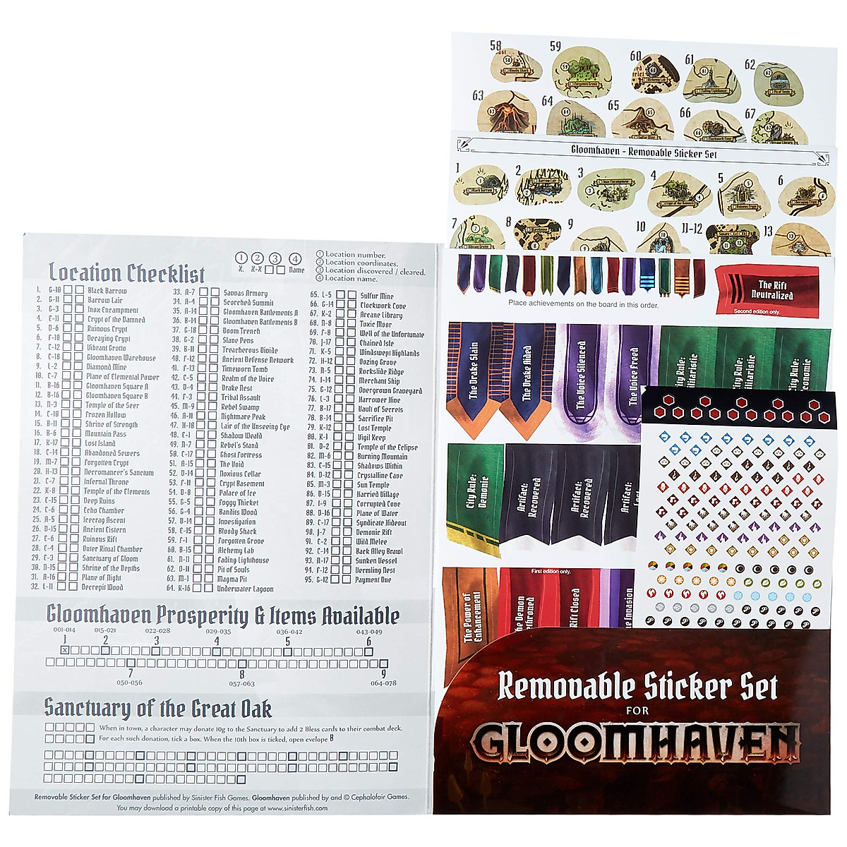 Cephalofair Games Sinister Fish Gloomhaven Removable Sticker Set, Removable Stickers Multi-Award-Winning Strategy Boxed Board Game Accessory for ages 12 & Up, SIF00020