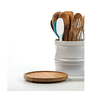 RSVP International Tool Crock Turntable Lazy Susan, Bamboo, 8.25" | Handy in Cabinets or on Counters | Rotating Base with Sturdy Lip | Organize Spices & Small Bottles