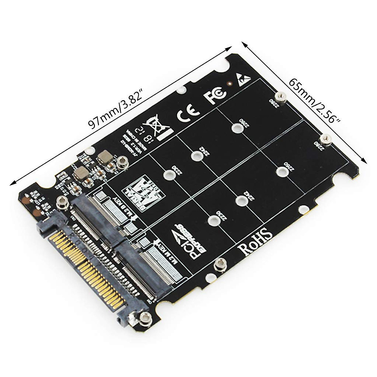 HELYZQ M.2 SSD to U.2 Adapter 2in1 M.2 NVMe and SATA-Bus NGFF SSD to PCI-e U.2 SFF-8639