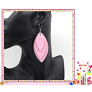 TIDOO Jewelry Women Fashion Teardrop Leather Earring (Three, 001# 3 Pcs Pink)