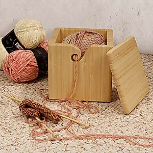JubileeYarn Bamboo Yarn Bowl with Lid - Holder Knitting Crochet Accessories - Natural - 1 Box
