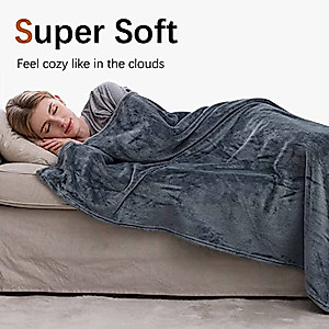 SE SOFTEXLY Super Soft Flannel Fleece Blankets Throw Size (Grey, 50"x60"), Lightweight Cozy Throw Blankets for All Season, Warm Bedding Blanket for Home Bed, Sofa & Dorm