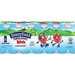 Stonyfield Organic Lowfat Yogurt Smoothies, Strawberry, 3.1 oz., 12 Ct - #1 Organic Kids Yogurt, Real Fruit & Wholesome Ingredients, 12 count (pack of 1)