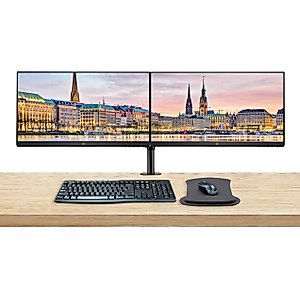 HP P24v G4 24 Inch FHD IPS LED-Backlit LCD 2-Pack Monitor Bundle with HDMI, Blue Light Filter, Dual Monitor Stand, MK270 Wireless Keyboard and Mouse Combo, Gel Pad