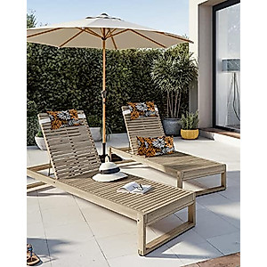 Recliner Head Pillow Ledge Loungers Chair Pillows with Insert Orange and Black Dahlia Foral Lumbar Pillow with Adjustable Strap Outdoor Waterproof Patio Pillows for Beach Pool Chair, 2 PCS