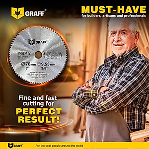 3 Inch Circular Saw Blade for Wood, Plywood, Laminate, Drywall, Plastic – 80T Wood Cutting Disc with 3/8 Inch Arbor from GRAFF