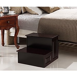 Kings Brand Furniture - Danial Large Step Stool for Adults and Kids for Bedroom, Kitchen Bathroom, Bed Steps for High Beds, Cherry