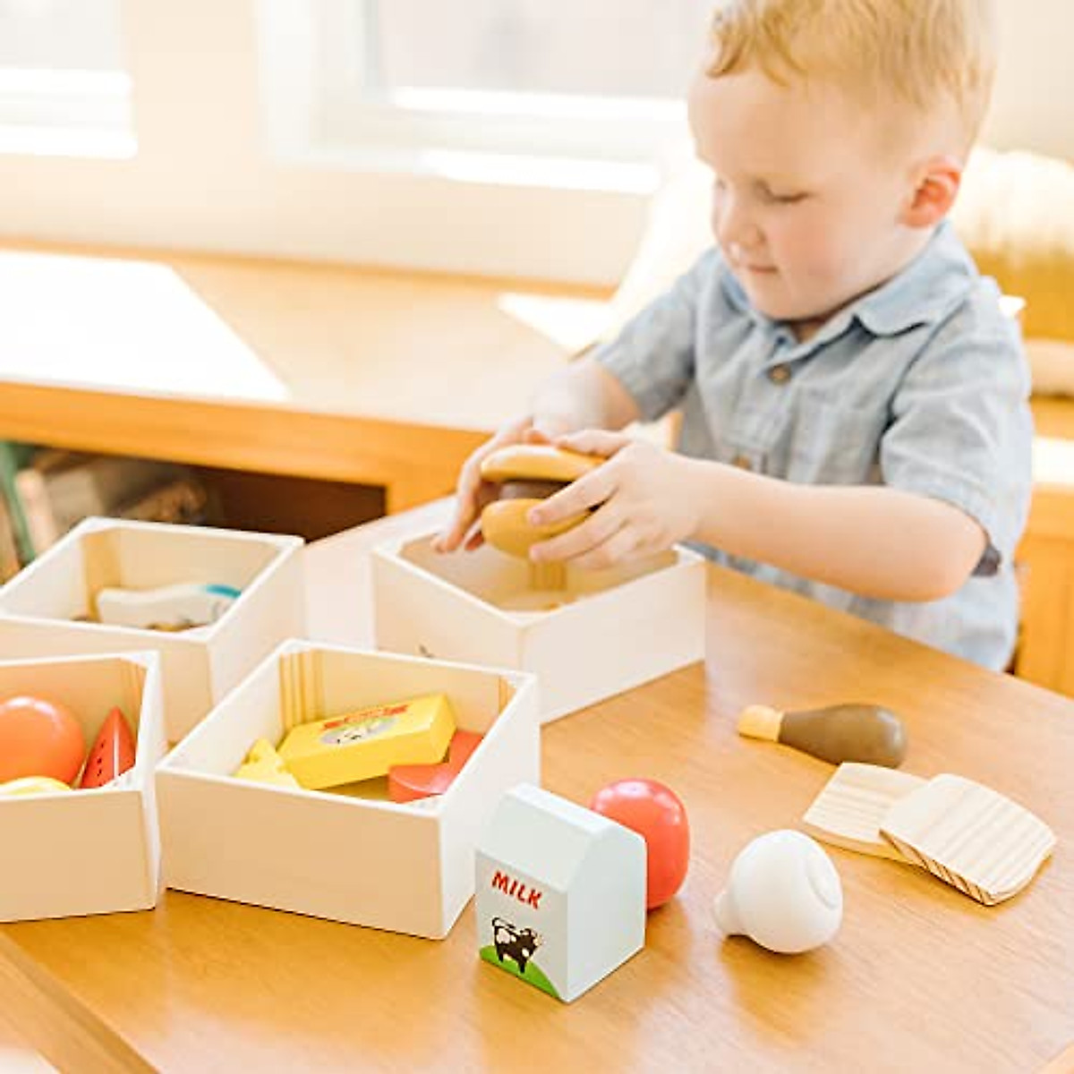 Melissa & Doug Food Groups - 21 Wooden Pieces and 4 Crates, Multi - Play Food Sets For Kids Kitchen, Pretend Food, Toy Food For Toddlers And Kids Ages 3+