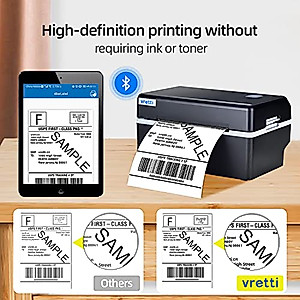 vretti Bluetooth Thermal Label Printer, Wireless 4x6 Shipping Label Printer, 152mm/s Destop Barcode Label Printer for Shipping Packages, Small Business, Amazon,Windows, Mac
