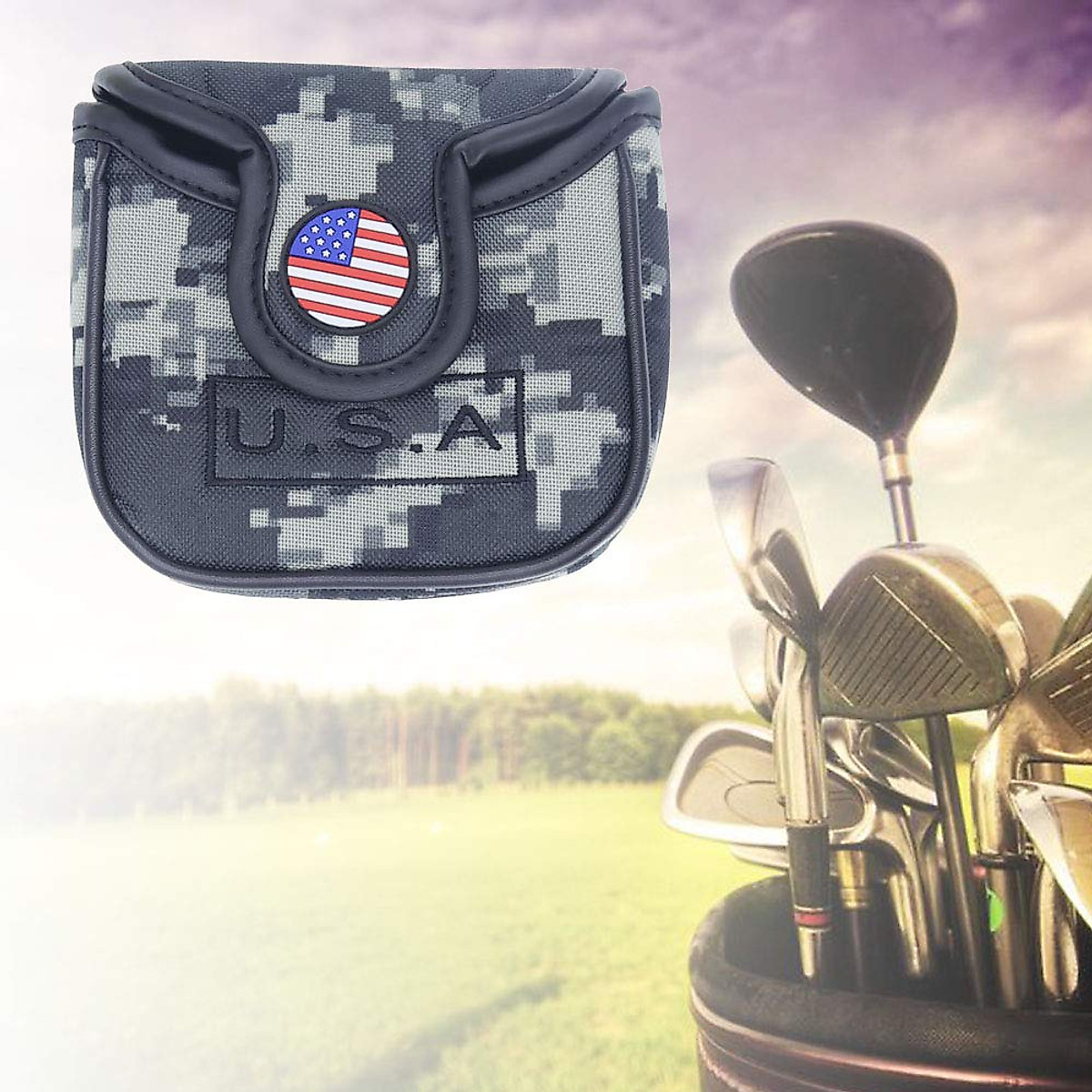 HISTAR USA Golf Green Camouflage Square Mallet Putter Head Cover for Taylormade Odyssey