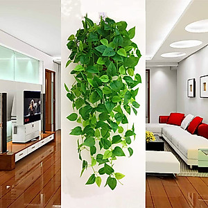 WEISPARK Artificial Hanging Plants - 2pcs Fake Ivy Vine Leaves Kitchen Plants for Wall House Room Garden Wedding Garland Indoor Outdoor Decoration (No Baskets)