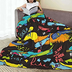 Oplp Skateboard Sport Blanket Plush for Bed, Sofa, Camping Blanket Lightweight Soft Warm Comfortable 50 "x40