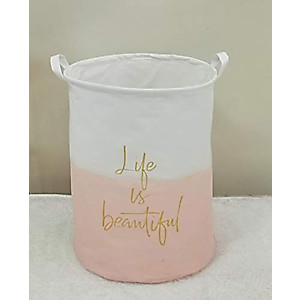 ELIVHINE Storage Baskets Waterproof Foldable Organizer Large Storage Bins for Dirty Clothes Home and Office Toy Organizer Laundry Hamper (Pink gradient)