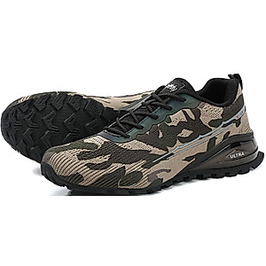 ikunka Men'S Fashion Sneakers Lightweight Breathable Walking Shoes Tennis Cross Training Shoe Non Slip Trail Running Shoes（Camo 11.5）