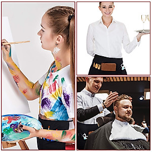 Black Waist Aprons 3 Pockets Waiter Waitress Server Short Aprons Water Oil Resistant Waist Aprons for Women Men (18 Pieces)