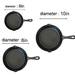 Cast Iron Skillet Pan Set of 3 | Pre-seasoned 6, 8, 10 Inch Non-Stick Coated Pots for Frying, Cooking, Baking, Broiling | Oven-safe, Use On Induction, Electric, Gas Cooktop Prime Holiday Gift Idea
