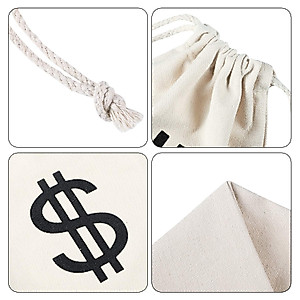 Robber Costume Set, Include 11.8x15.7inch Dollar Sign Money Bag, Black Gloves, Eye Mask for Halloween Party Pirate Thief Cosplay Costume