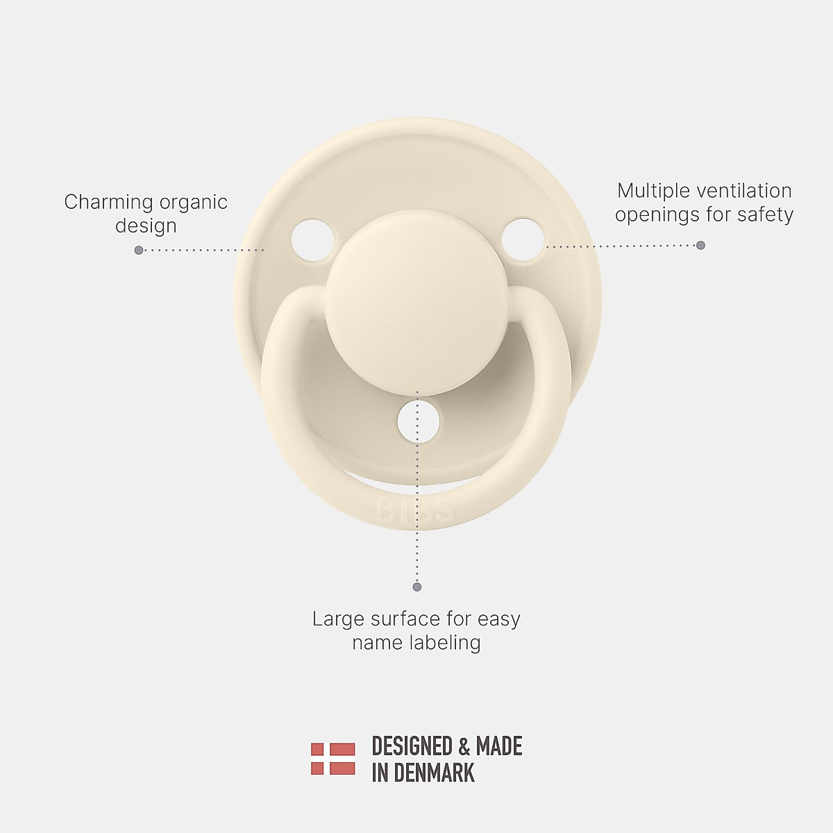 BIBS Pacifiers - De Lux Collection | BPA-Free Baby Pacifier | Made in Denmark | Set of 2 Ivory/Sage Color Premium Soothers | Size One Size