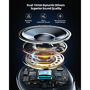 Skysay Wireless Earbuds ENC Noise Cancellation Bluetooth 5.3 Headphones Stereo Ear Buds with Digital Power Display, 100 Hrs Standby Time (Dark Black)