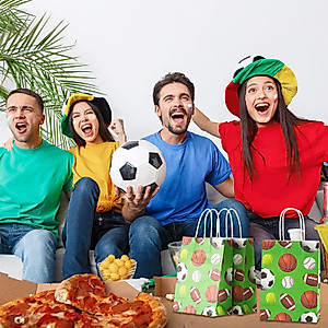 Epakh 20 Pcs Sports Party Favor Bags Football Party Goodie Bag Sport Party Gift Bags with Handles for Soccer Baseball Basketball Football Sports Themed Birthday Baby Shower Party Supplies Decorations