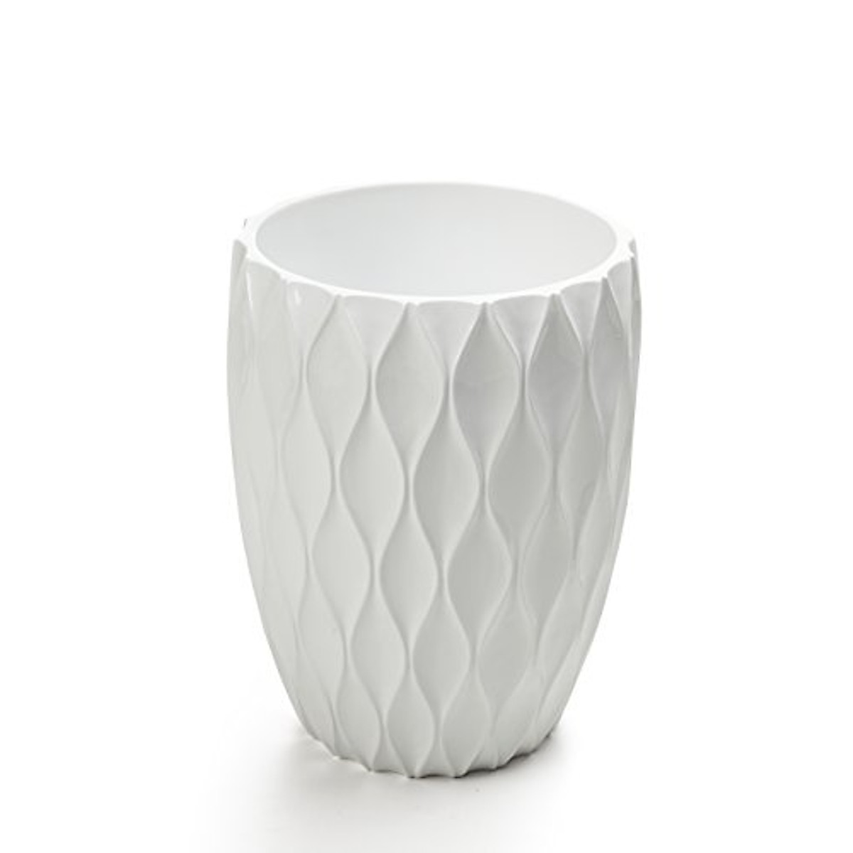Roselli Trading Company Wave Collection Wastebasket, White