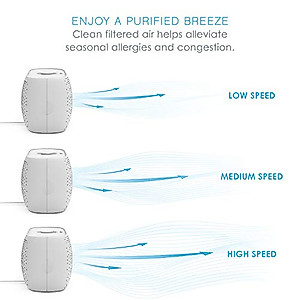 Pure Enrichment® PureZone™ Breeze Tabletop 2-in-1 Air Purifier - True HEPA Filter Cleans Air, Helps Alleviate Allergies, Removes Pet Hair, & Smoke - Ideal for Home, Bedroom, & Office Desktop Surfaces