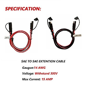 Magiktech 1.6/3.3/6.5/13/25 FT SAE to SAE Extension Cable 14AWG,SAE Adapter Cable,SAE Ports Wire for Solar Panel Battery Automotive RV Camp Trailer Tractor (1.6FT/0.5M)