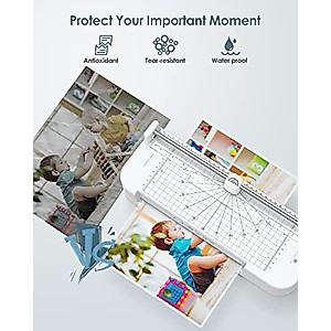 Laminator 7 in 1 Thermal Laminator 9-Inch Laminator Machine Laminating Machine with Laminating Pouches 20 Personal Laminator Desktop Lamination Corner Rounder for Office School Business (White)