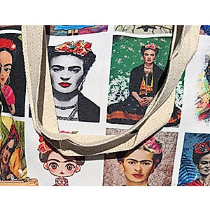 Mexican Artist Frida Inspired Canvas Tote Bag & Matching Accessory Bag - Beautiful Set