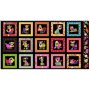 Loralie Designs Dog Happy! Fabric Panel for Quilting