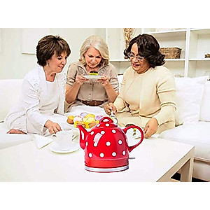 SieHam Kettles,Cordless Water Teapot, Teapot-Retro 1L Jug, 1000W Water Fast for Tea, Coffee, Soup, Oatmeal-Removable Base, Automatic Power Off,Boil Dry Protection/Red