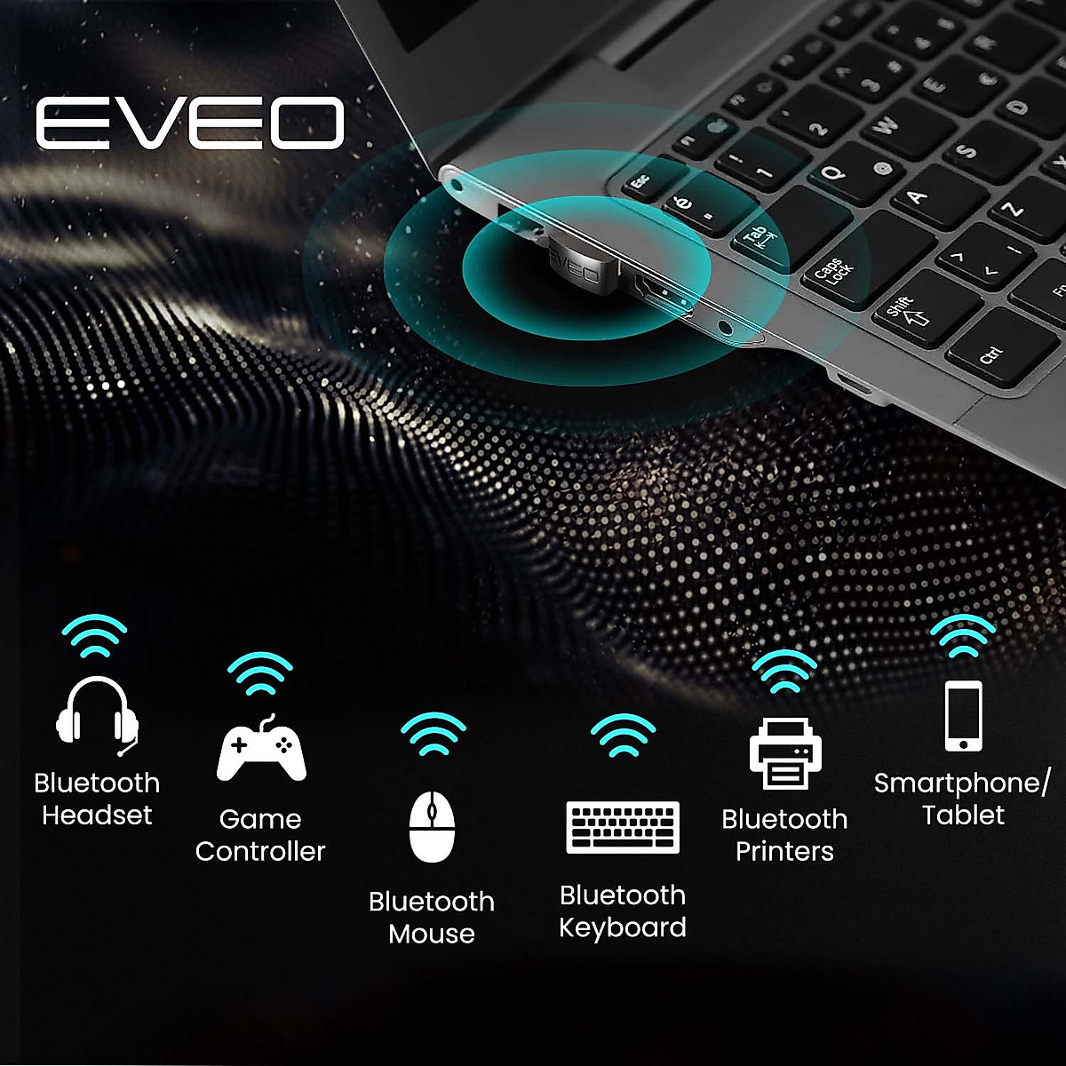 EVEO Bluetooth Adapter for PC 5.1 - Bluetooth Dongle 5.1 Adapter for Windows 10 Only (Plug & Play) for Desktop, Laptop, Printers, Keyboard, Mouse, Headsets, Speakers - USB Bluetooth 5.1 Dongle -2 Pack