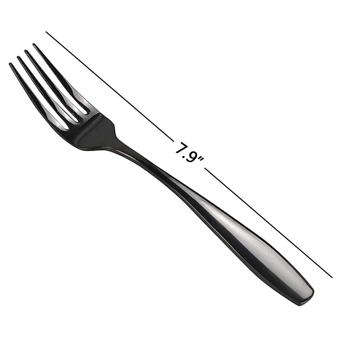 Wekioger 12 Piece Stainless Steel Table Fork Set, 8 Inch Dinner Forks, Black