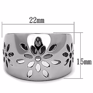Marimor Jewelry Stainless Steel 316 High Polished Flower Design Fashion Ring Women's Size 10
