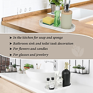 Akinko. Oval Silicone 9.8'' Bathroom Vanity Tray - Kitchen Sink Countertop Organizer - Soap and Candle Tray Decorative Organization - Toilet Tank Tray - Glasses Key and Rings Decorative Tray