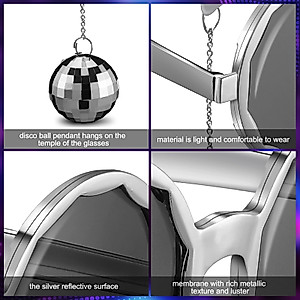 Oudain 9PCS Retro Disco Ball Glasses Funny Party Sunglasses 70s Disco Glasses Silver Chain Glasses for Women Girl Party Favor