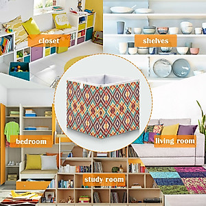 ALAZA Collapsible Storage Cubes Organizer,Indian Zig Zag Chevron Storage Containers Closet Shelf Organizer with Handles for Home Office