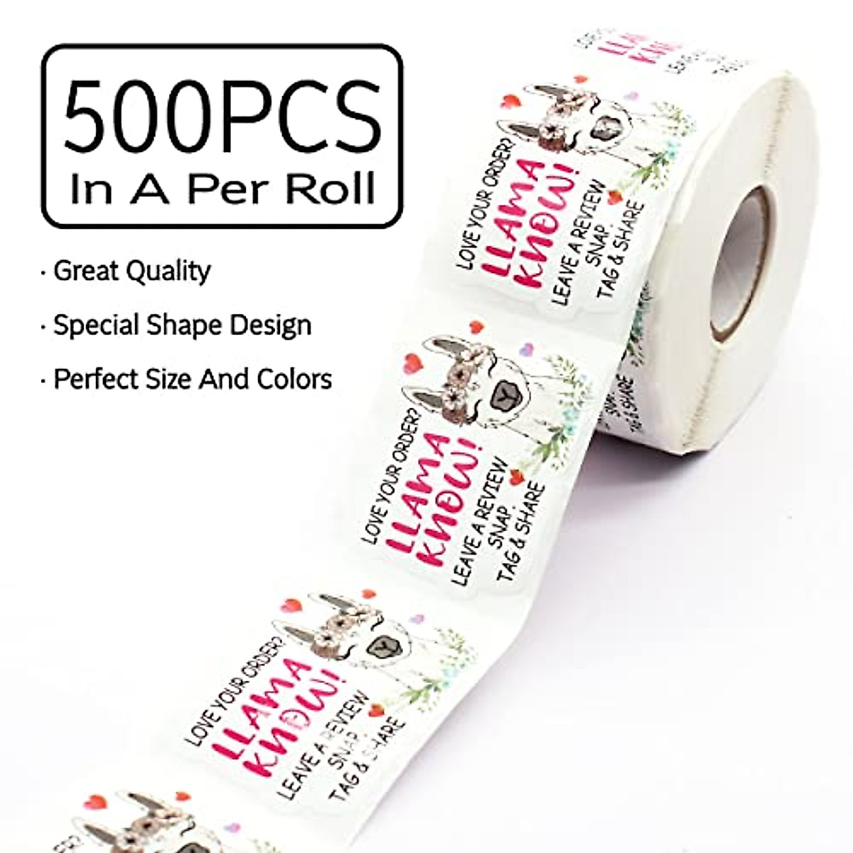 Love Your Order Let Llama Know Stickers,Thank You Stickers,Handmade Stickers,Small Shop Stickers,Envelopes Stickers for Small Business, Online Retailers,Handmade Goods,500 Labels Per Roll