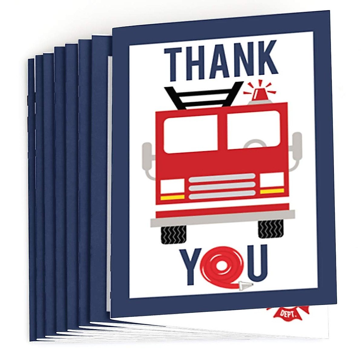 Big Dot of Happiness Fired Up Fire Truck - Firefighter Firetruck Baby Shower or Birthday Party Thank You Cards (8 count)