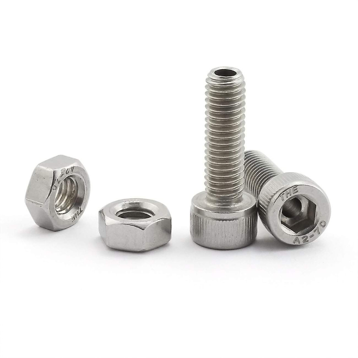 PZRT 2pcs Cylindrical Hollow Hexagon Socket Screw 304 Stainless Steel Lamp Threading Screws Through Hole Bolt with Hex Nut M6x20mm
