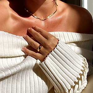 micuco Thick Chunky Dome Rings for Women 14K Gold Plated Statement Ring 14K Gold 7