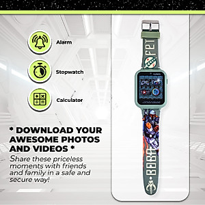 Smart Watch for Kids – Boba Fett Star Wars Kids Watch with Camera, Games, Voice Recorder, Pedometer, Calculator – Interactive Girls and Boys Watch Ideal for School, Everyday Wear (BOB4001)