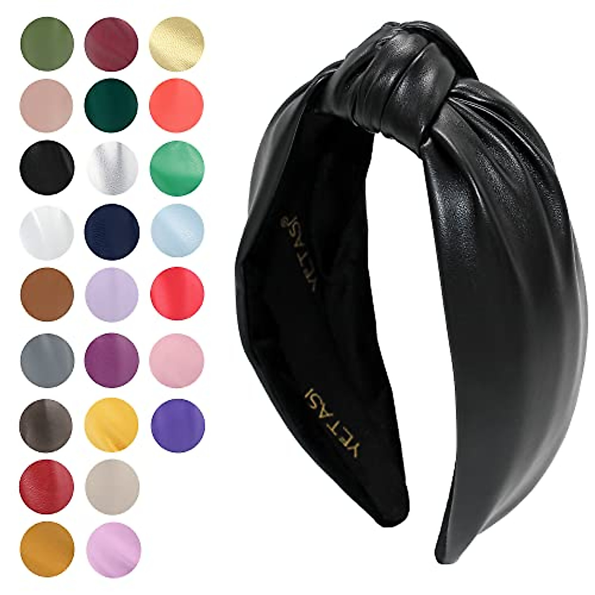 YETASI Headbands for Women Black Trendy Head bands for Women's Hair Leather Knotted Headband for Women is a Top Knot Womens Headbands Fashion Designer