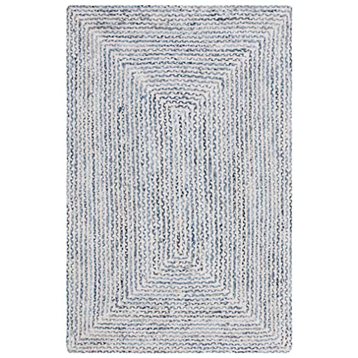 Safavieh Braided Collection Area Rug - 5' x 8', Blue & Ivory, Handmade Farmhouse Cotton, Ideal for High Traffic Areas in Living Room, Bedroom (BRD260M)